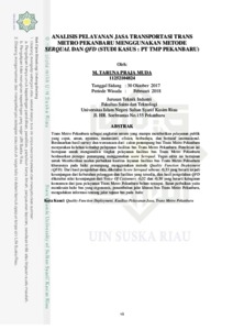 ANALISIS PELAYANAN JASA TRANSPORTASI TRANS METRO PEKANBARU MENGGUNAKAN METODE SERQUAL DAN QFD ...